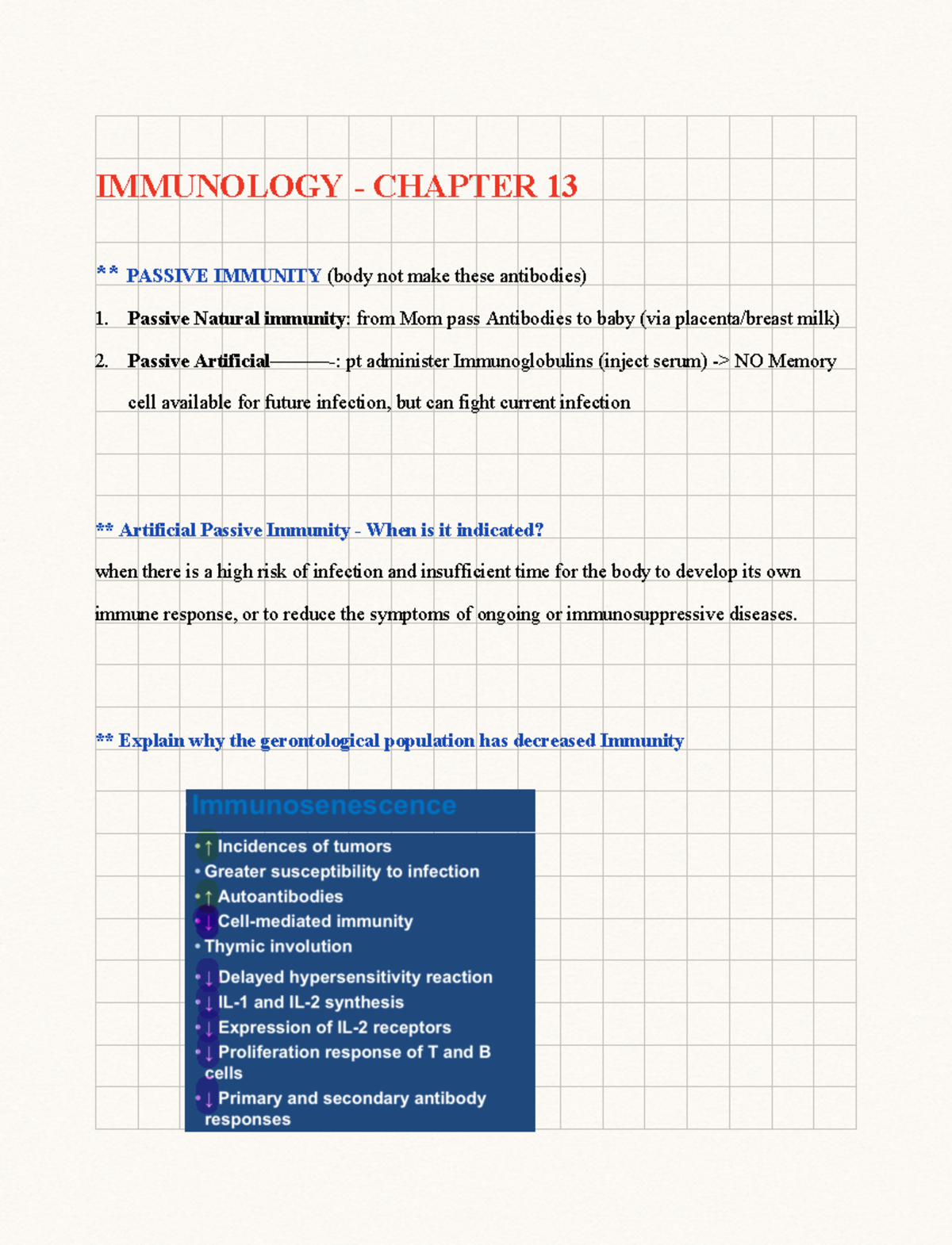 Study Guide - Immune system - IMMUNOLOGY - CHAPTER 13 ** PASSIVE ...