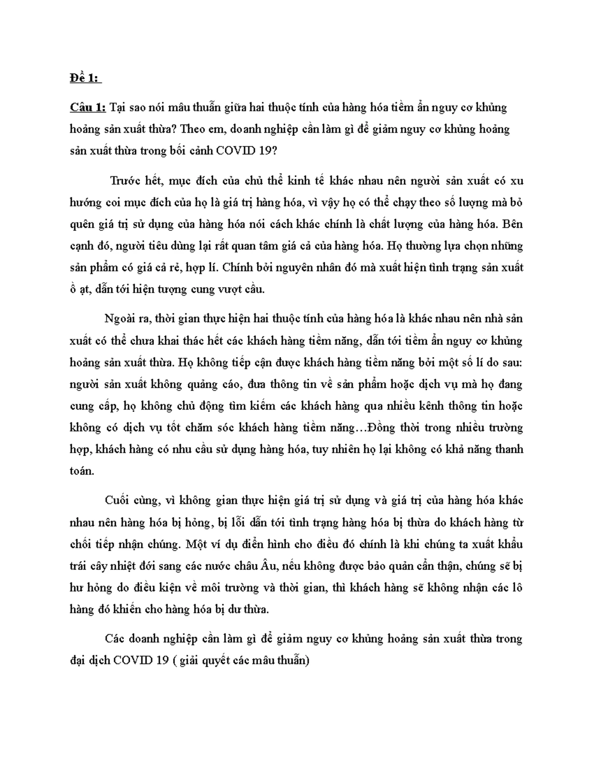 Đề thi cuối kì Kinh tế chính trị Mác Lê-nin - Studocu