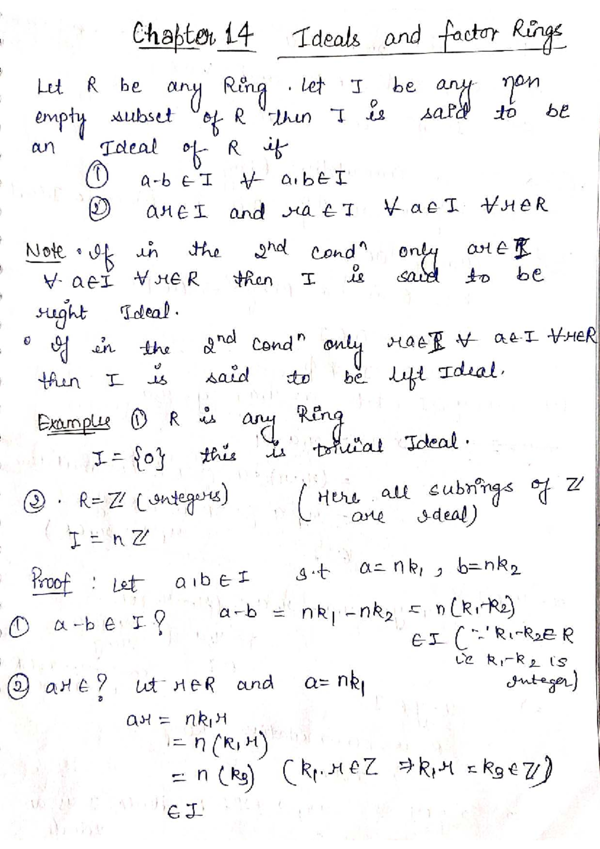 Chapter 14: Ideals and Factor Rings - Ring Theory 2 (Sem V) Notes - Studocu