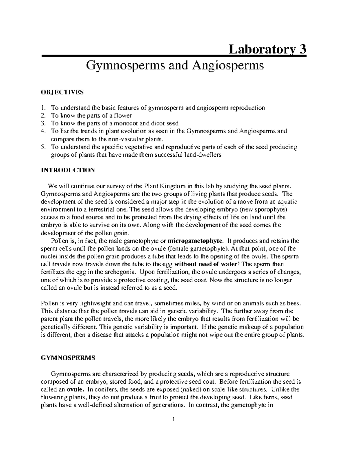 Lab 3: Gymnosperms vs Angiosperms with Key Questions (BIOL 101) - Studocu