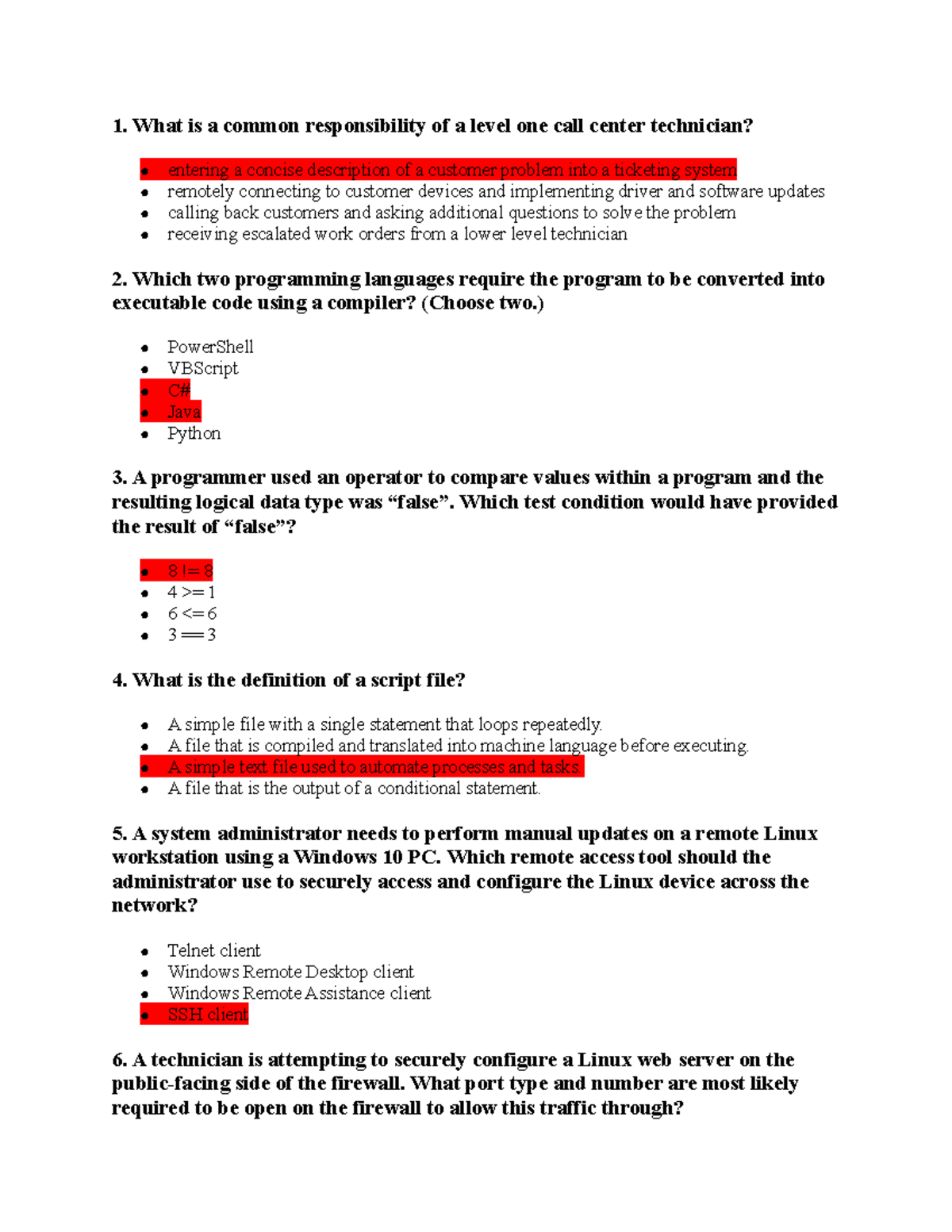 IT Essentials Chapter 14: Practice Questions and Detailed Solutions ...