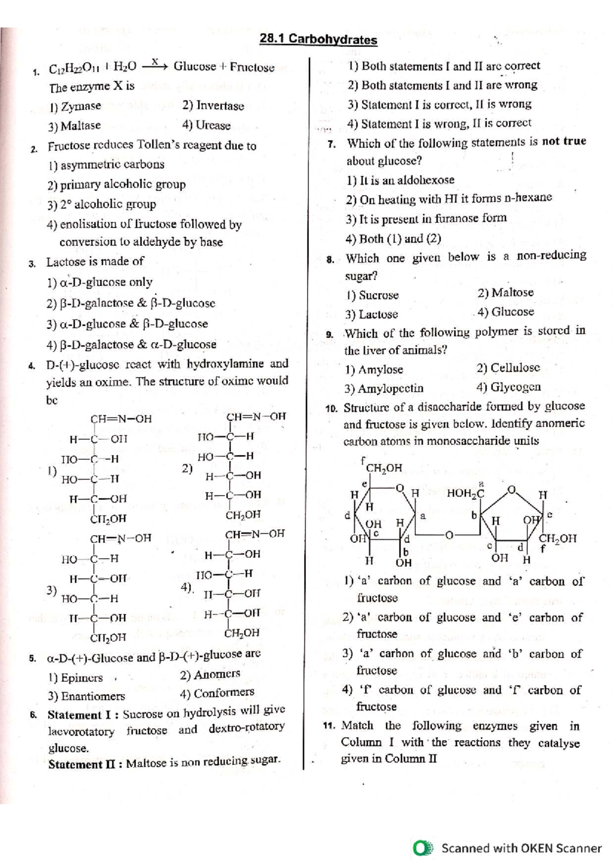 Biomolecules MCQ Study Guide (Course Code: 28.1) - Studocu