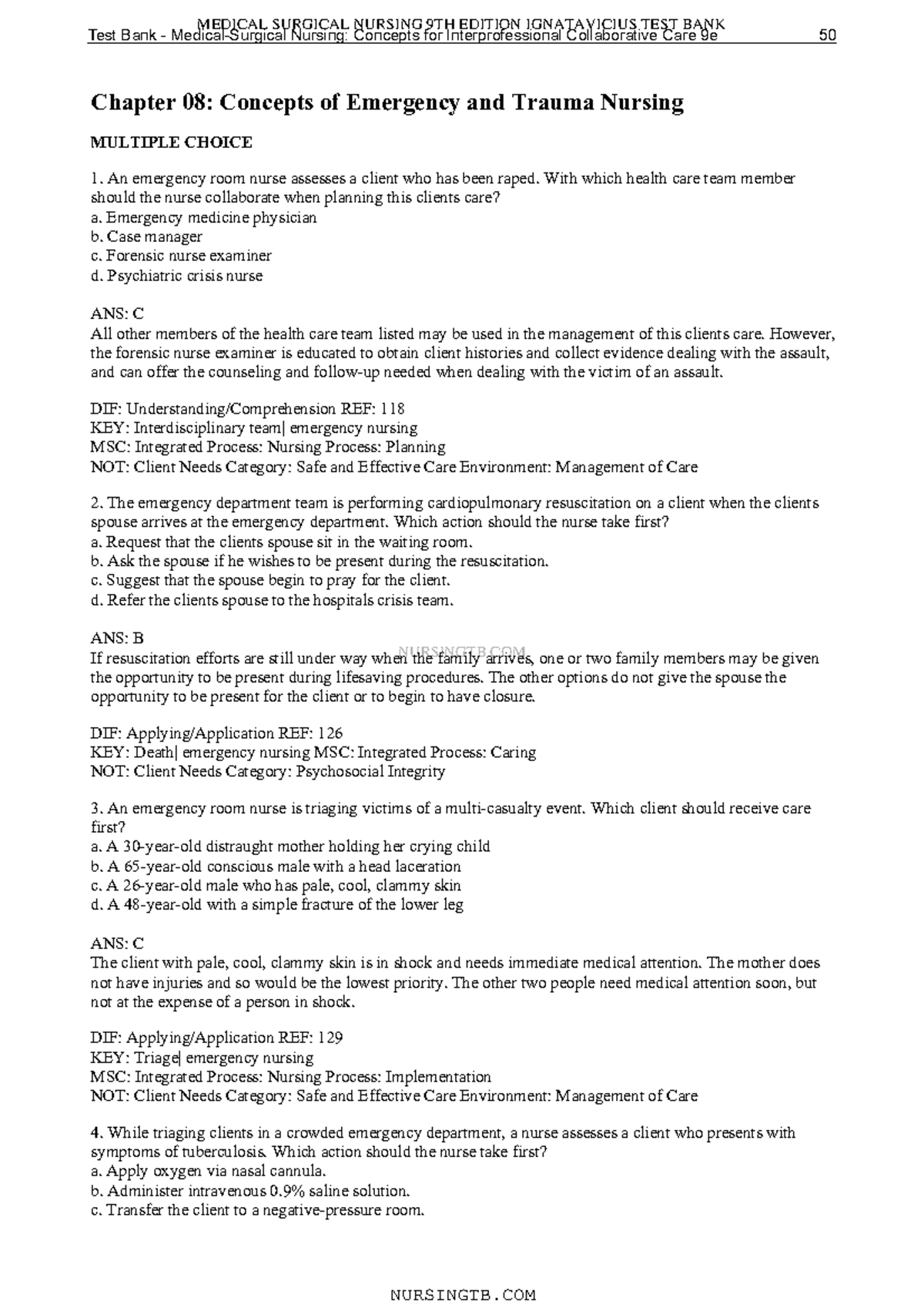 Chapter 08 Concepts of Emergency and Trauma Nursing - An emergency room ...
