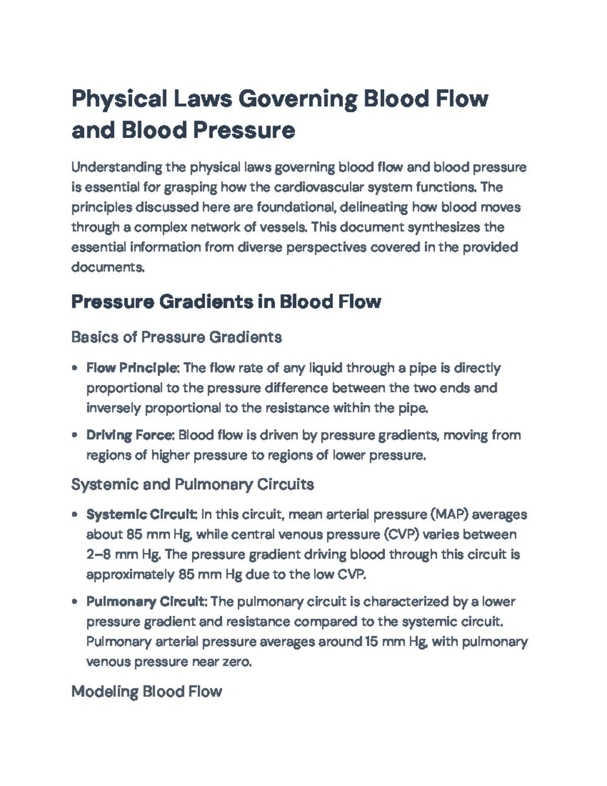Physical Laws Governing Blood Flow and Blood Pressure: Key Insights ...