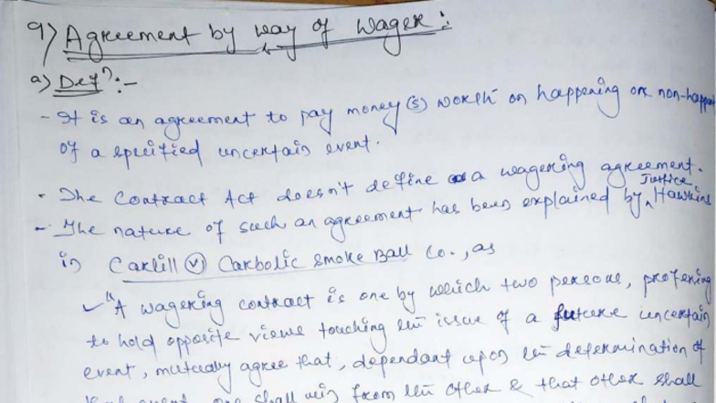 Contract Unit 2: Understanding Wagering Agreements and Their Implications - Studocu