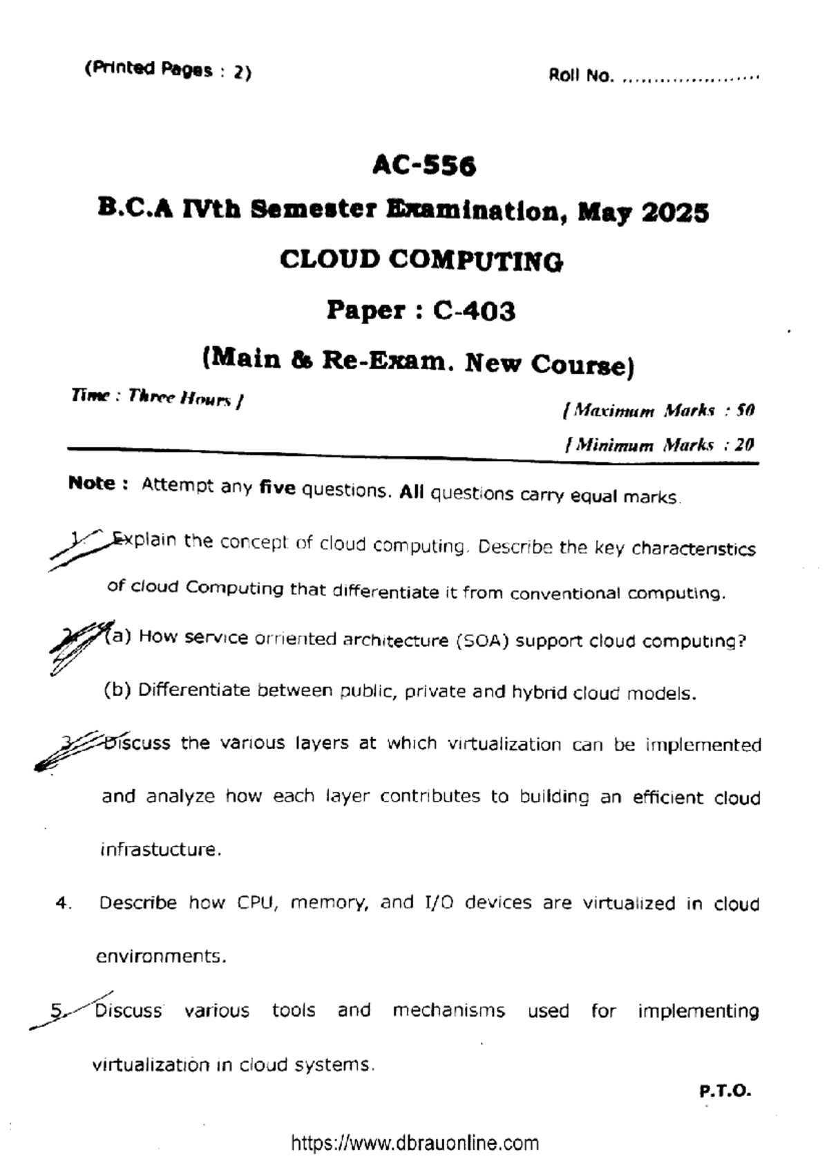 BCA IV Sem Cloud Computing Exam Notes - May 2025 - Studocu