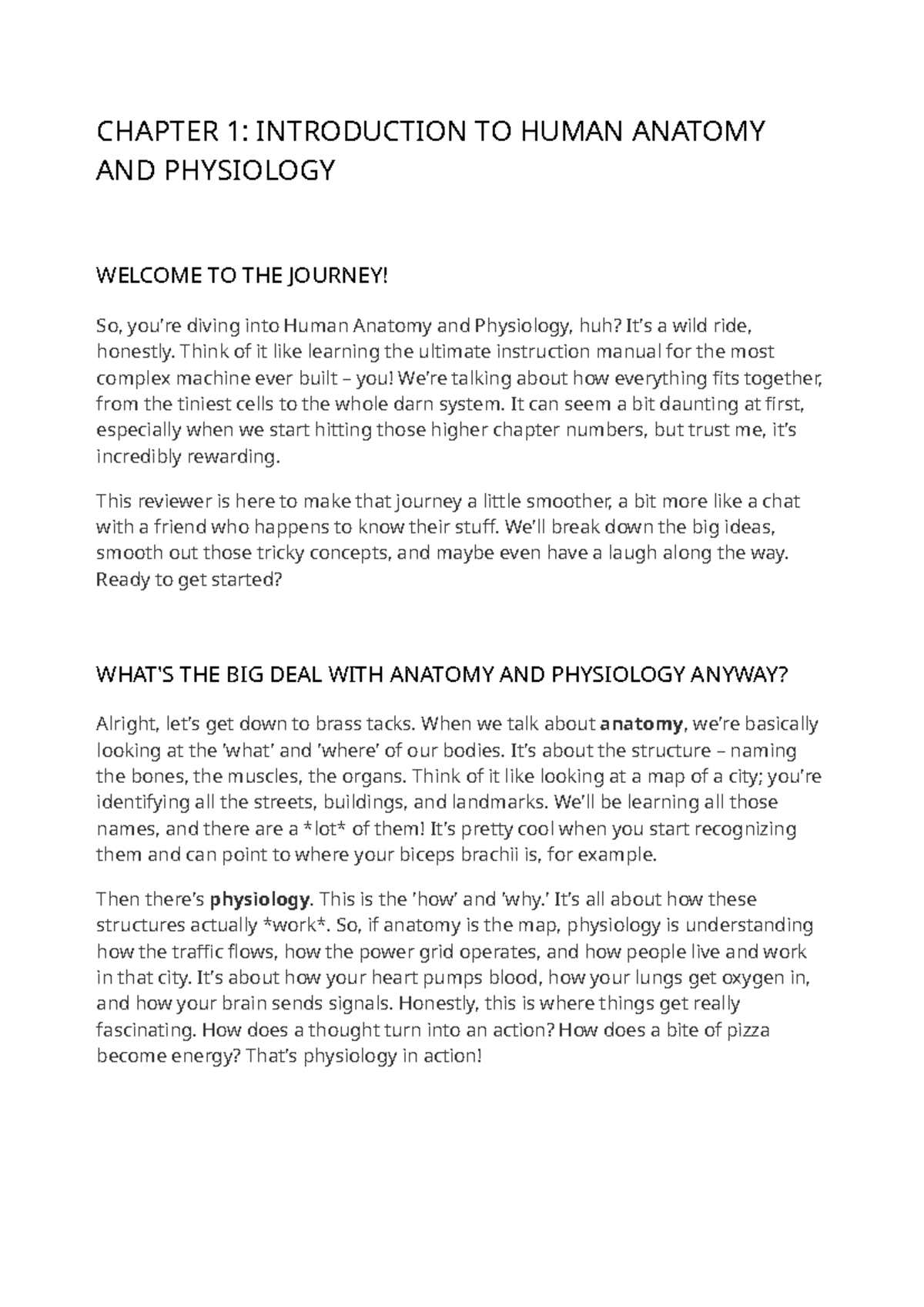 Human Anatomy & Physiology Review: Chapter 1 Introduction - Studocu