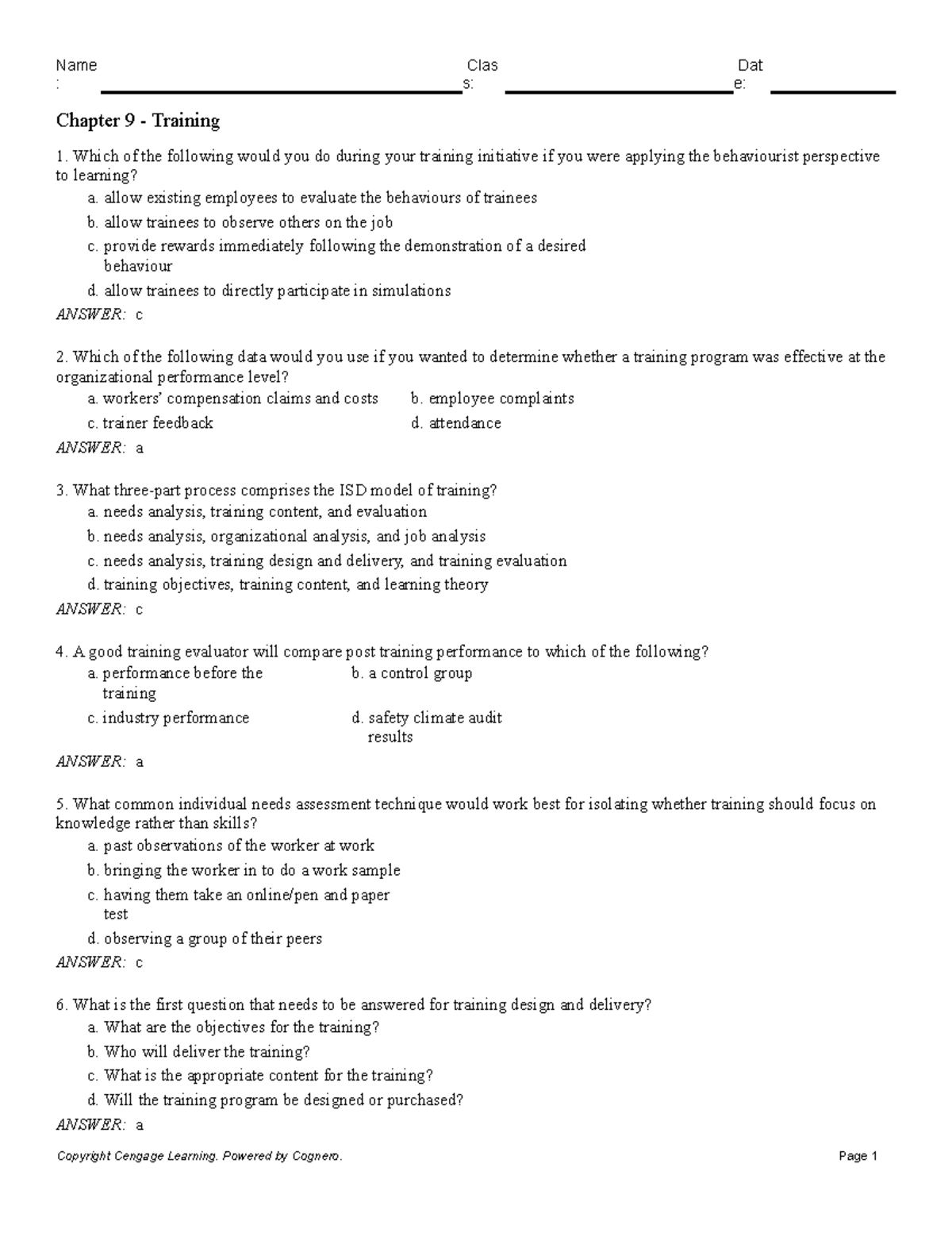 Management of Occupational Health and Safety - Chap 9: Training ...