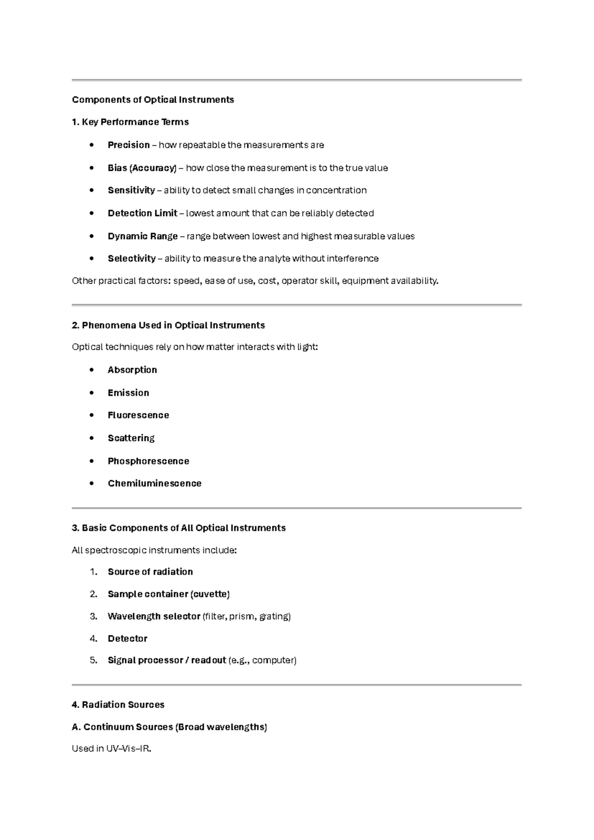 CHM580 TEST1 - Key Concepts in Optical Instruments and Spectroscopy ...