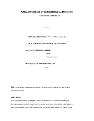 Applied Operating System (AOS) 1st half - applied operating systems - Studocu