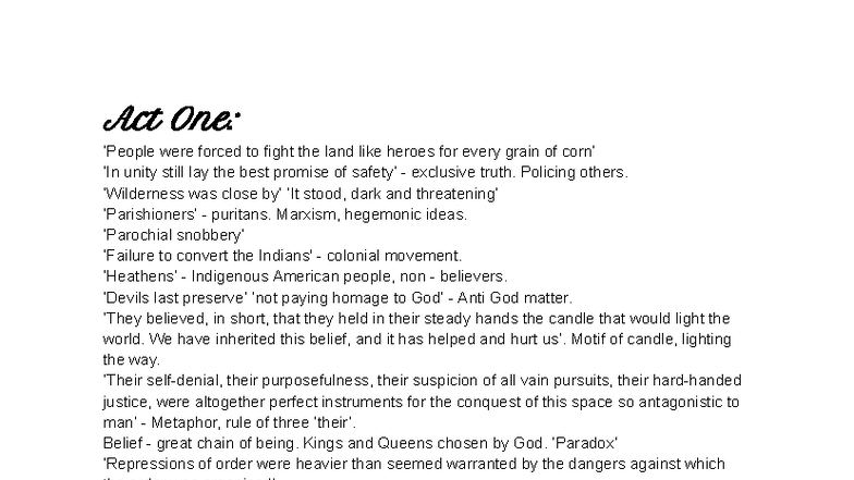 The Crucible Quotes Analysis: Themes of Power and Control - Studocu