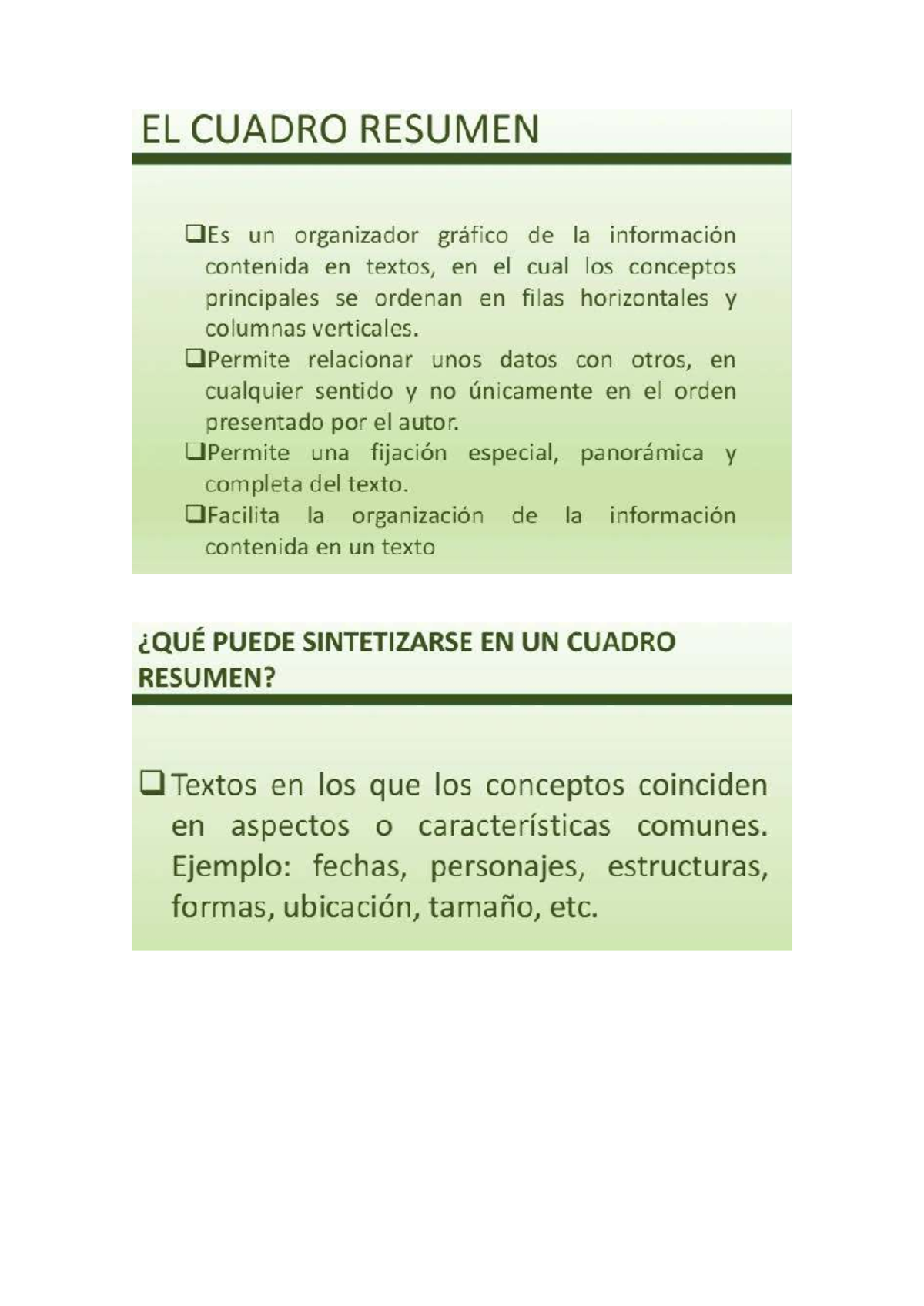 Cuadro Resumen: Organizador Gráfico de Información Textual - Studocu