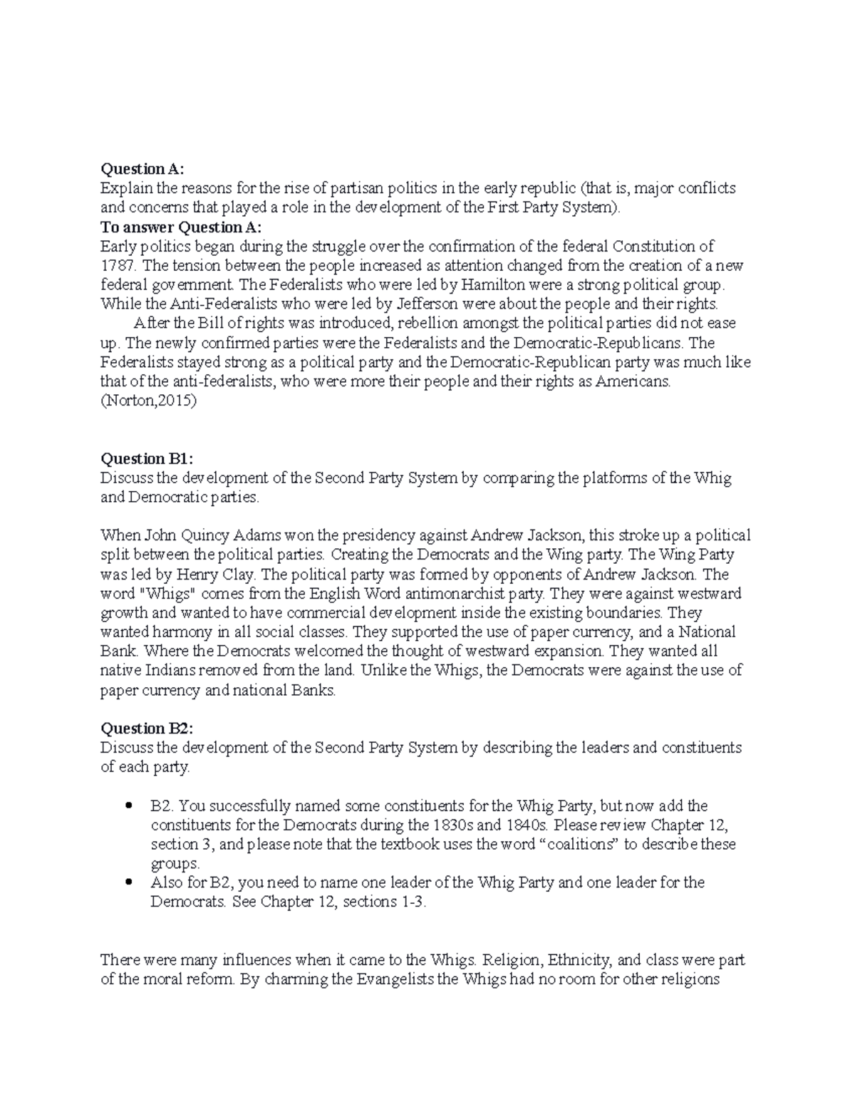 Us history task 2 - Question A: Explain the reasons for the rise of ...