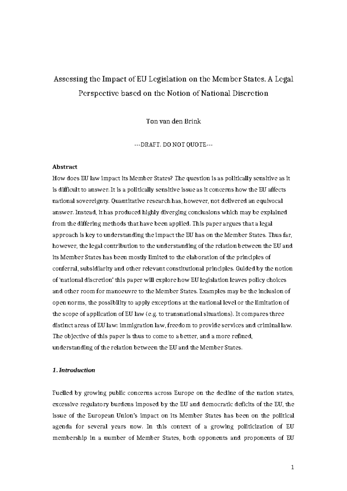 Assessing the Impact of EU Legislation on Member States: A Legal Review ...