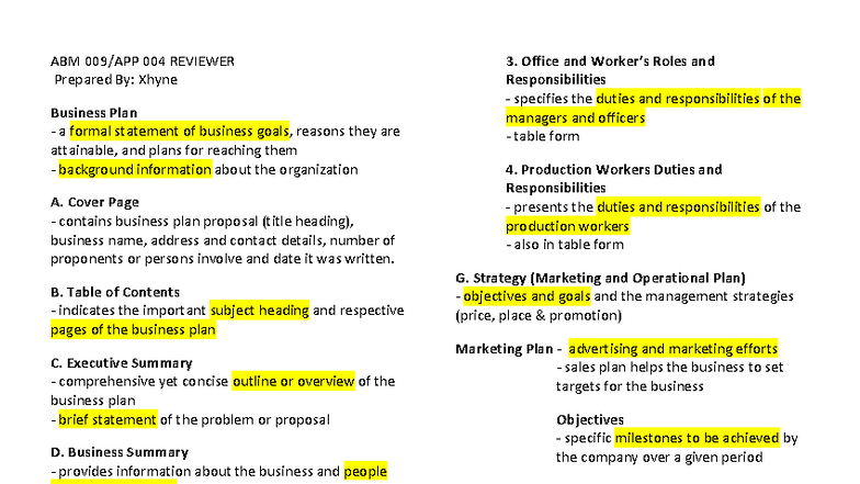ABM 004 Business Plan Reviewer: Comprehensive Guide and Insights - Studocu