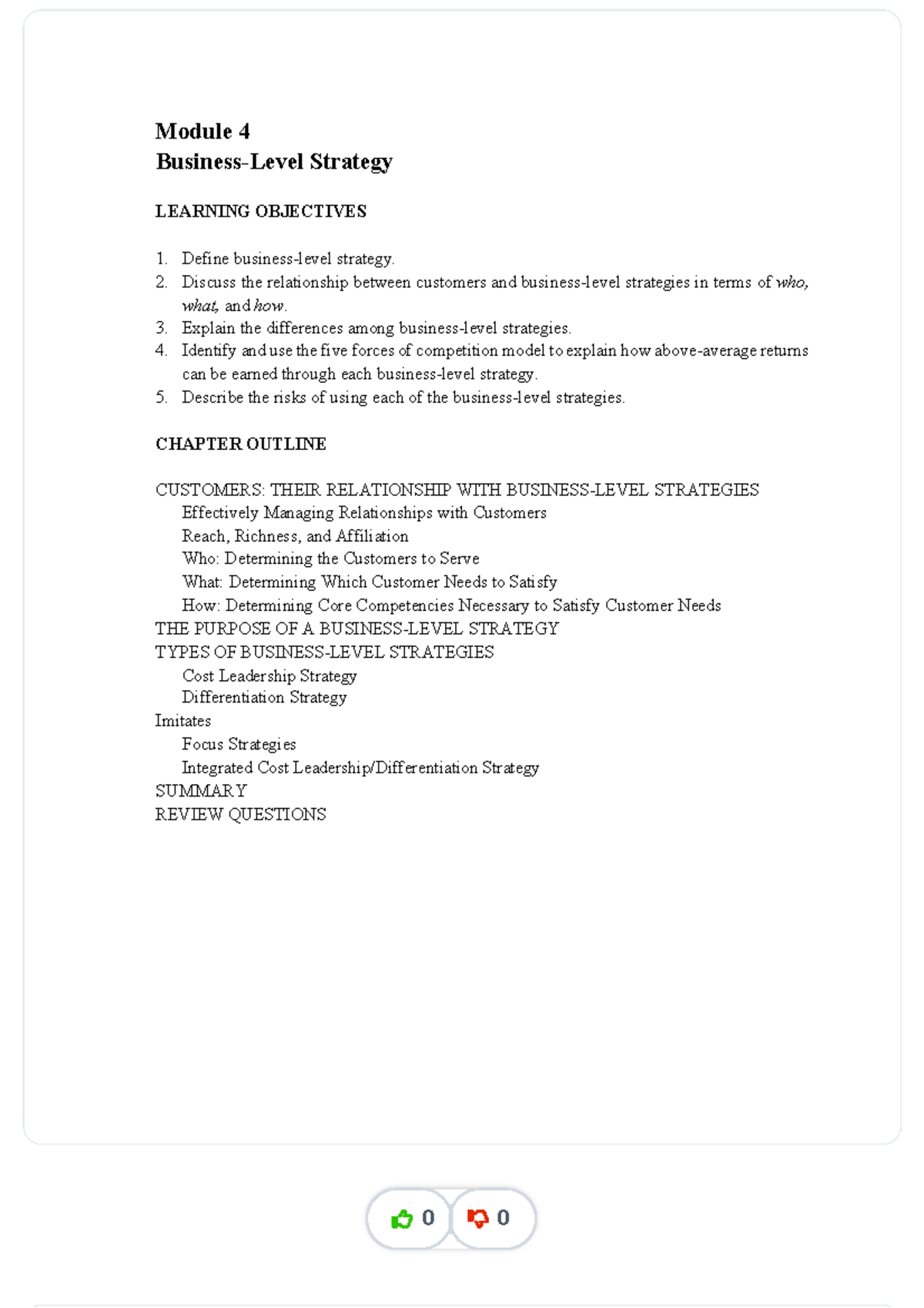 Chapter 4: Business-Level Strategies and Customer Relationships in ...