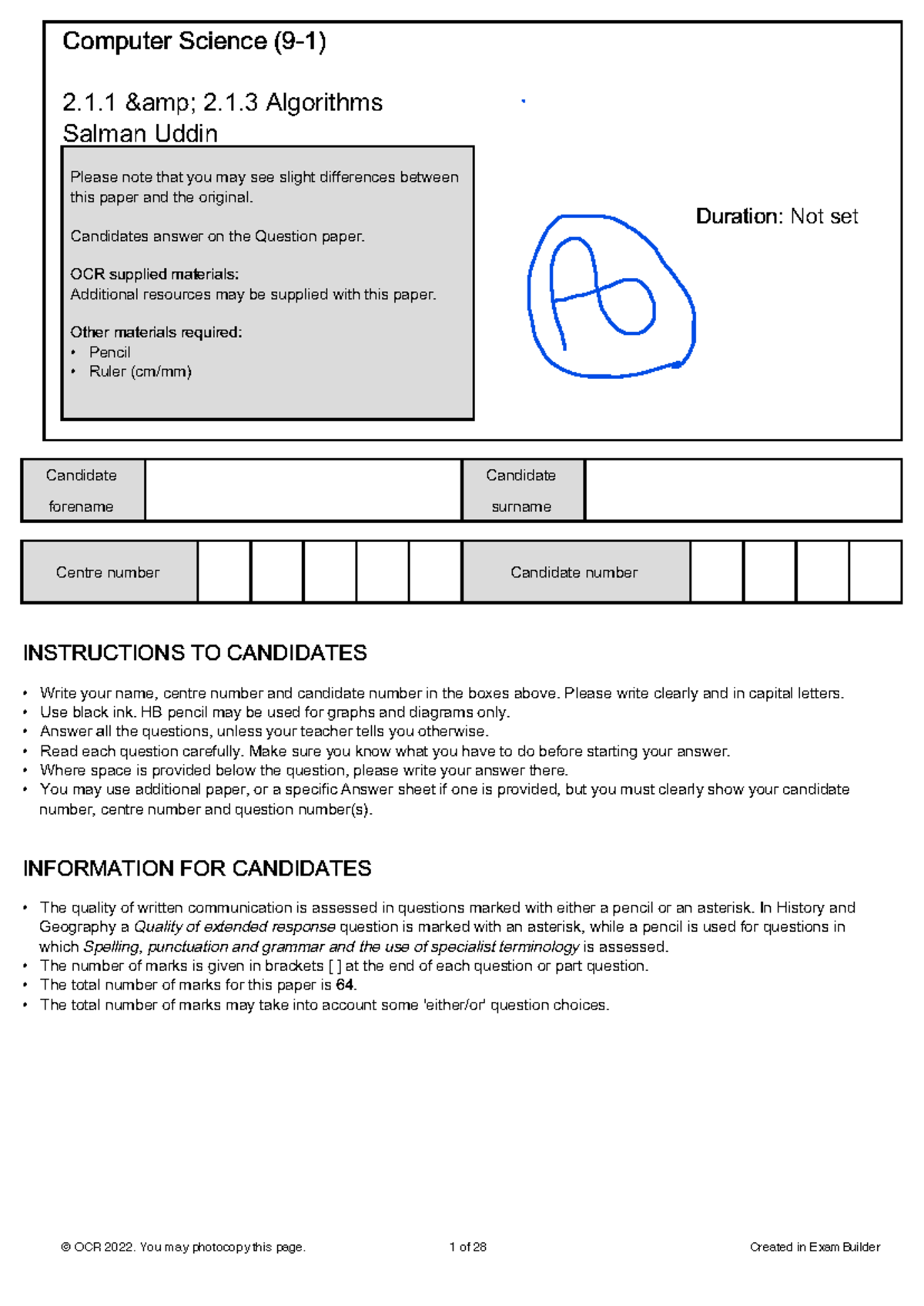 Computer Science 9-1: Algorithms and Answers (Sections 2.1.1 & 2.1.3 ...