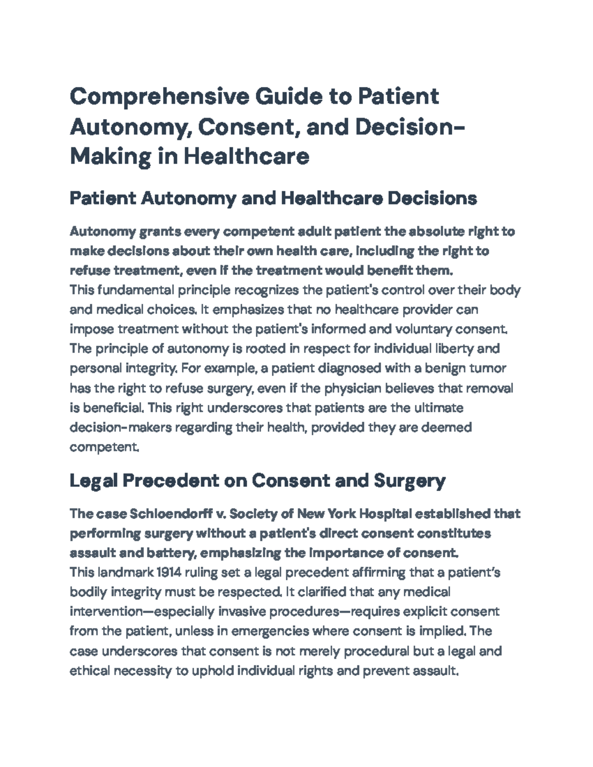 Comprehensive Overview of Patient Autonomy & Informed Consent in ...
