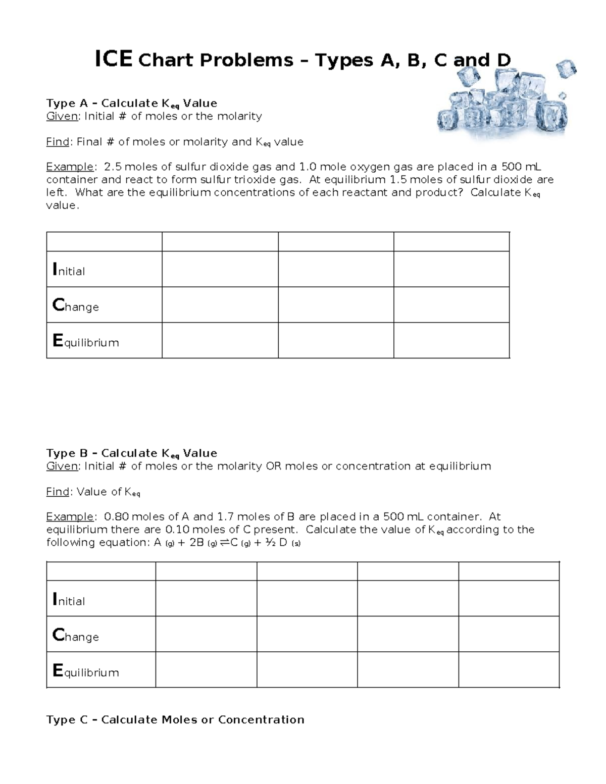 Ice chart notes type a b c and d - ICE Chart Problems – Types A, B, C ...