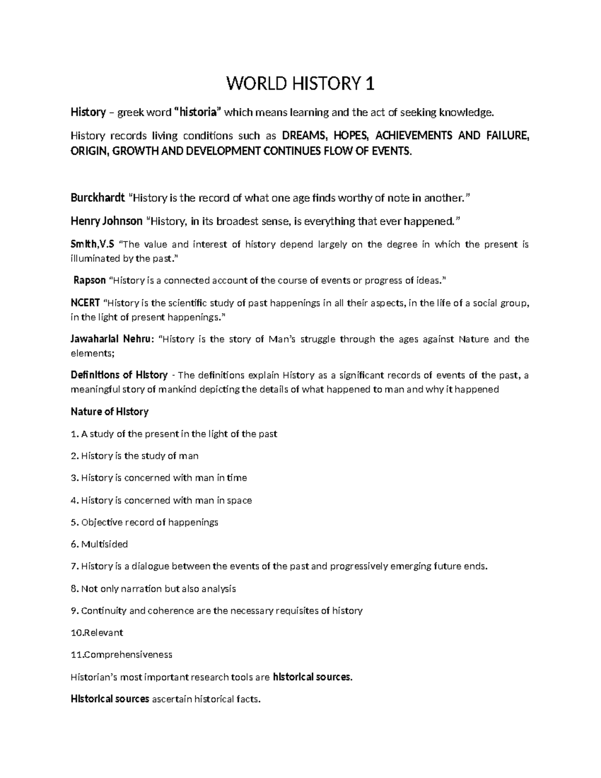 WORLD HISTORY 1 - History records living conditions such as DREAMS ...