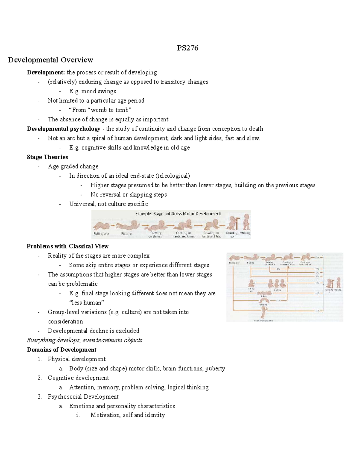 PS276 Developmental psychology: An overview of human development stages ...
