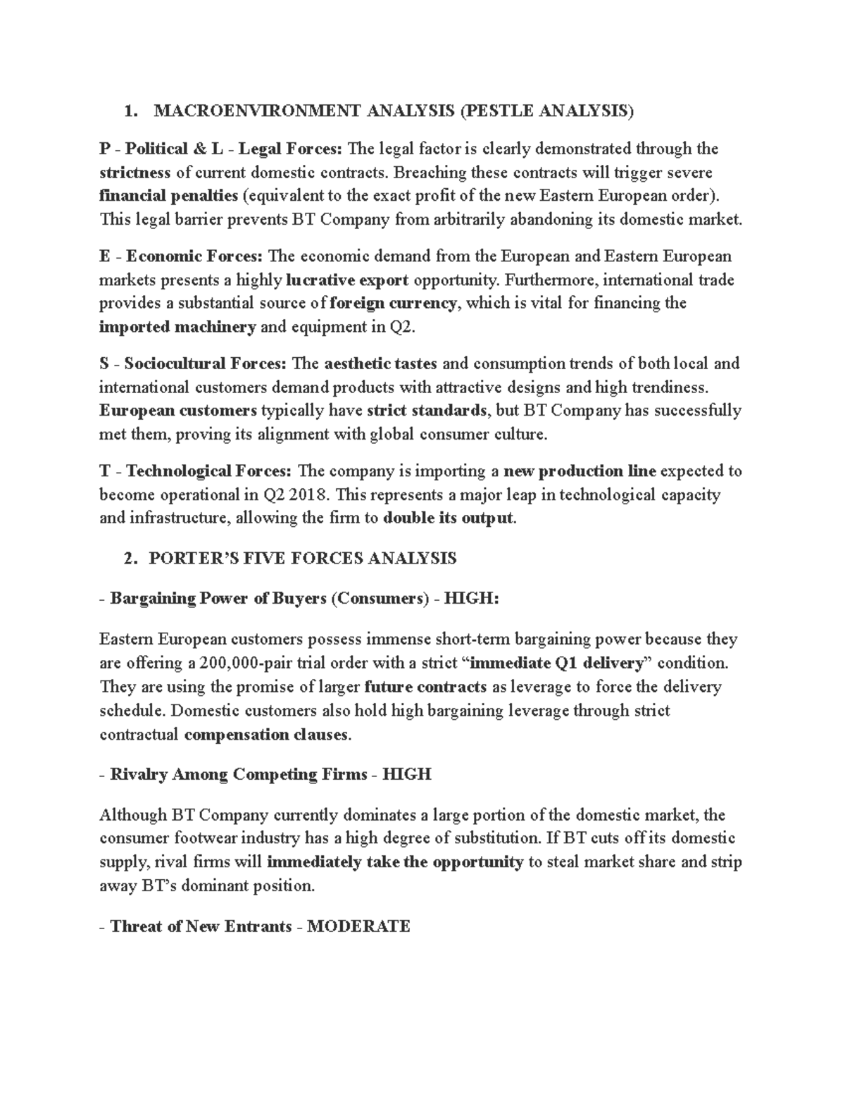 MACROENVIRONMENT ANALYSIS & STRATEGY FOR BT COMPANY (BUS 301) - Studocu