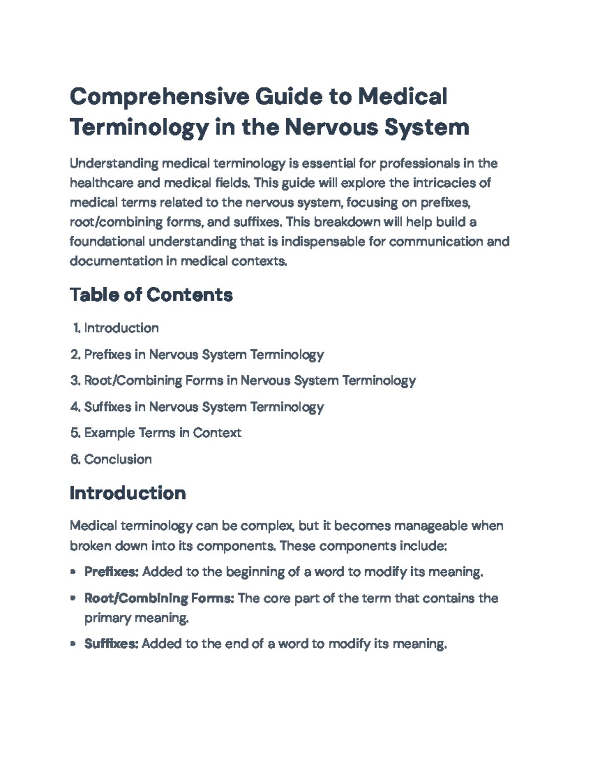 Medical Terminology Guide: Nervous System Components Overview ...