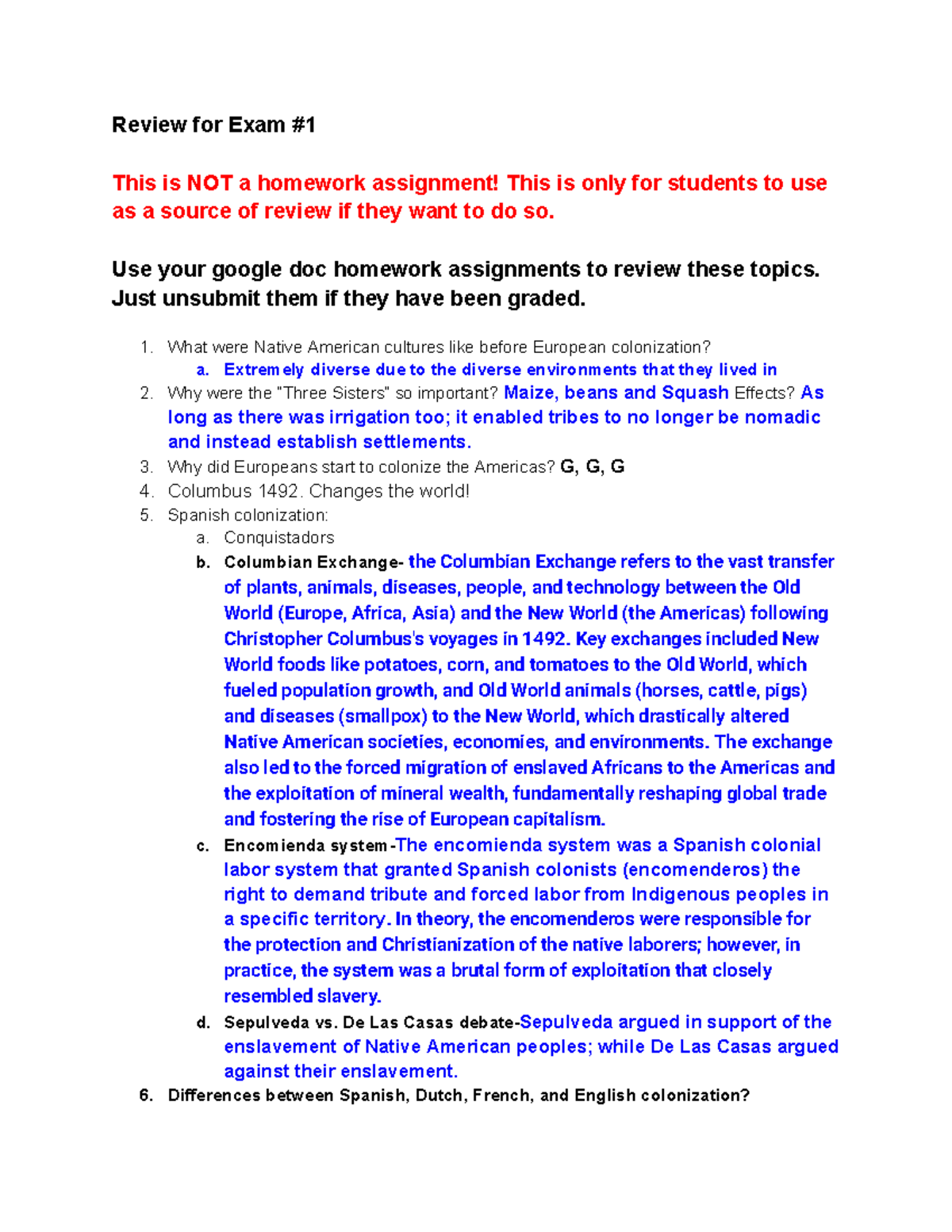 Unit 1 Review Sheet for AP History Exam #1: Key Concepts & Terms - Studocu