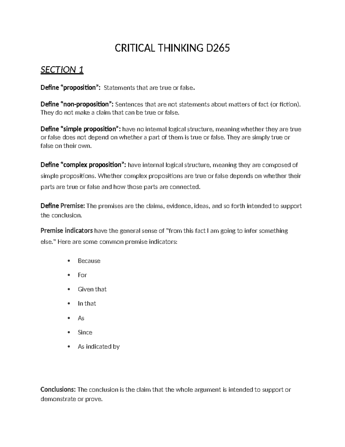 Critical Thinking D265: Comprehensive Guide to Argument Structures ...