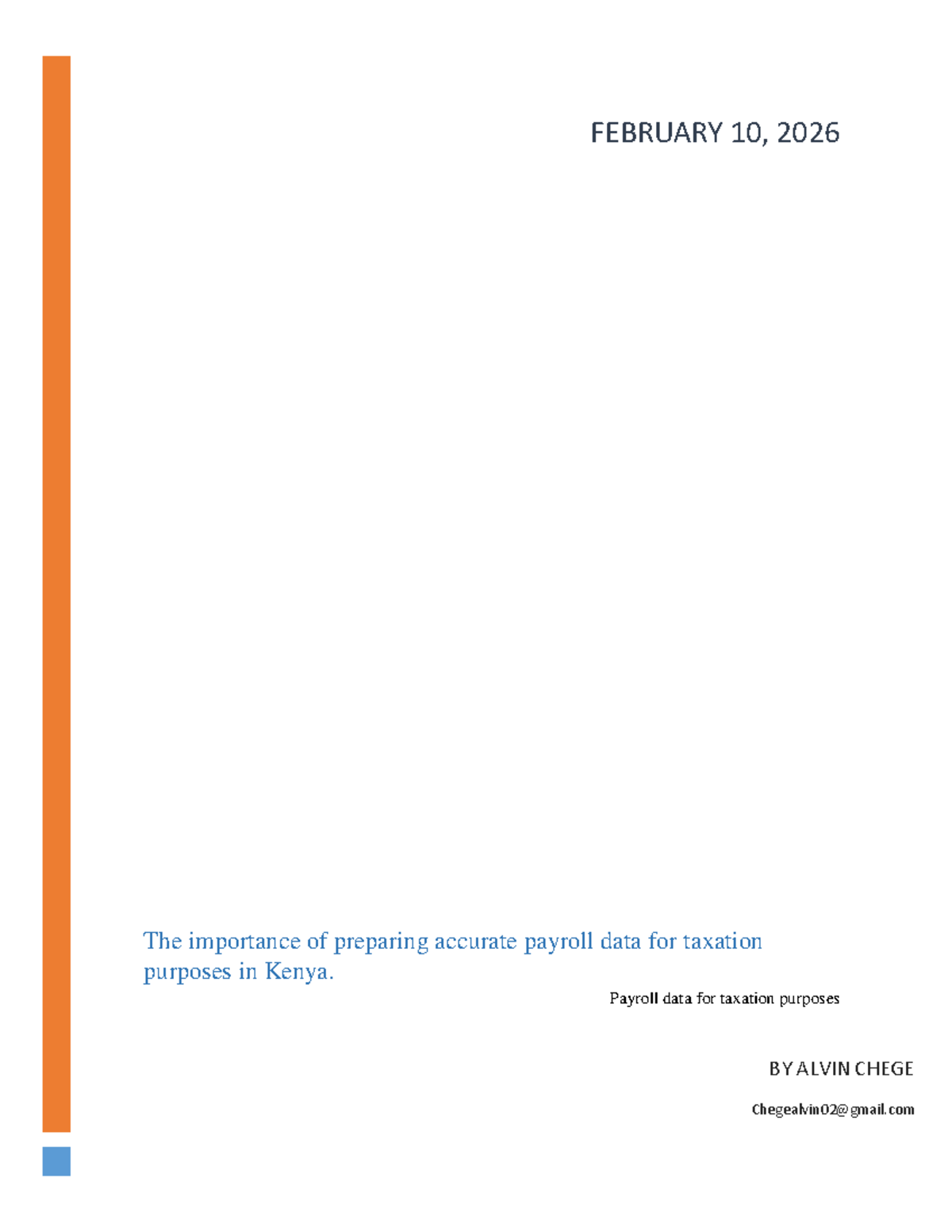 PAYROLL DATA & TAXATION IN KENYA: A CASE STUDY ANALYSIS - Studocu