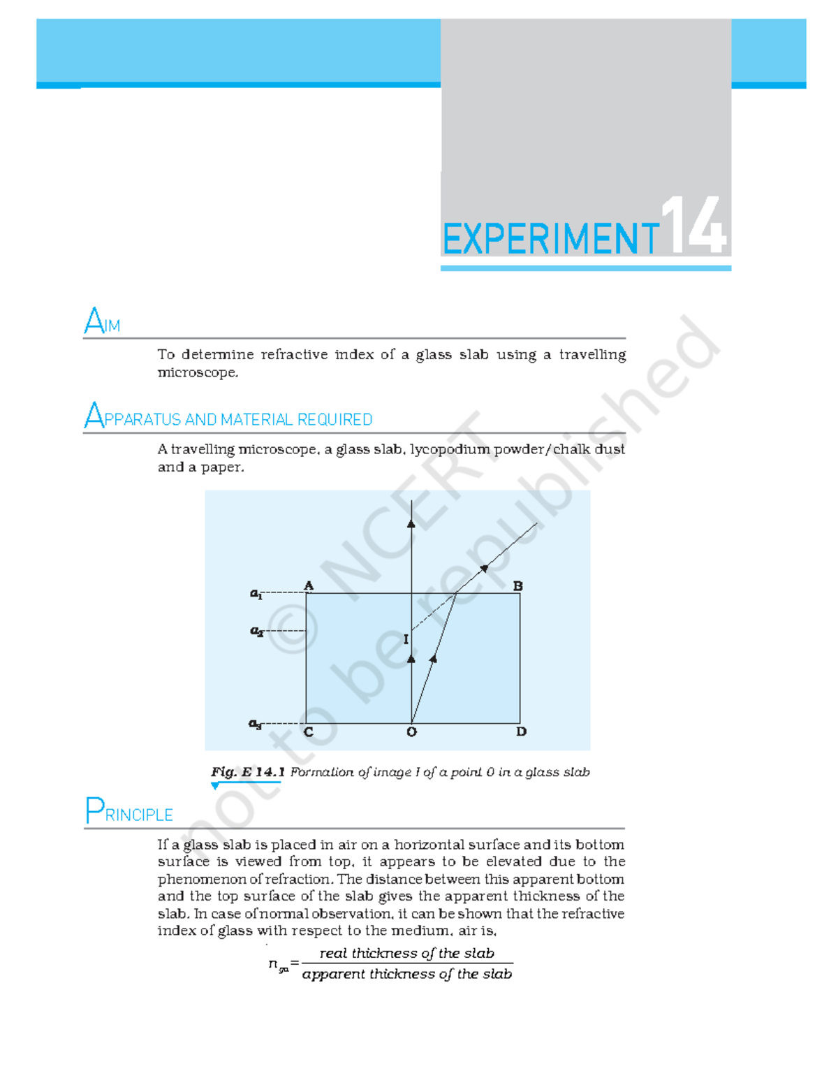 Experiment 14: Determining Refractive Index of Glass Slab Using ...