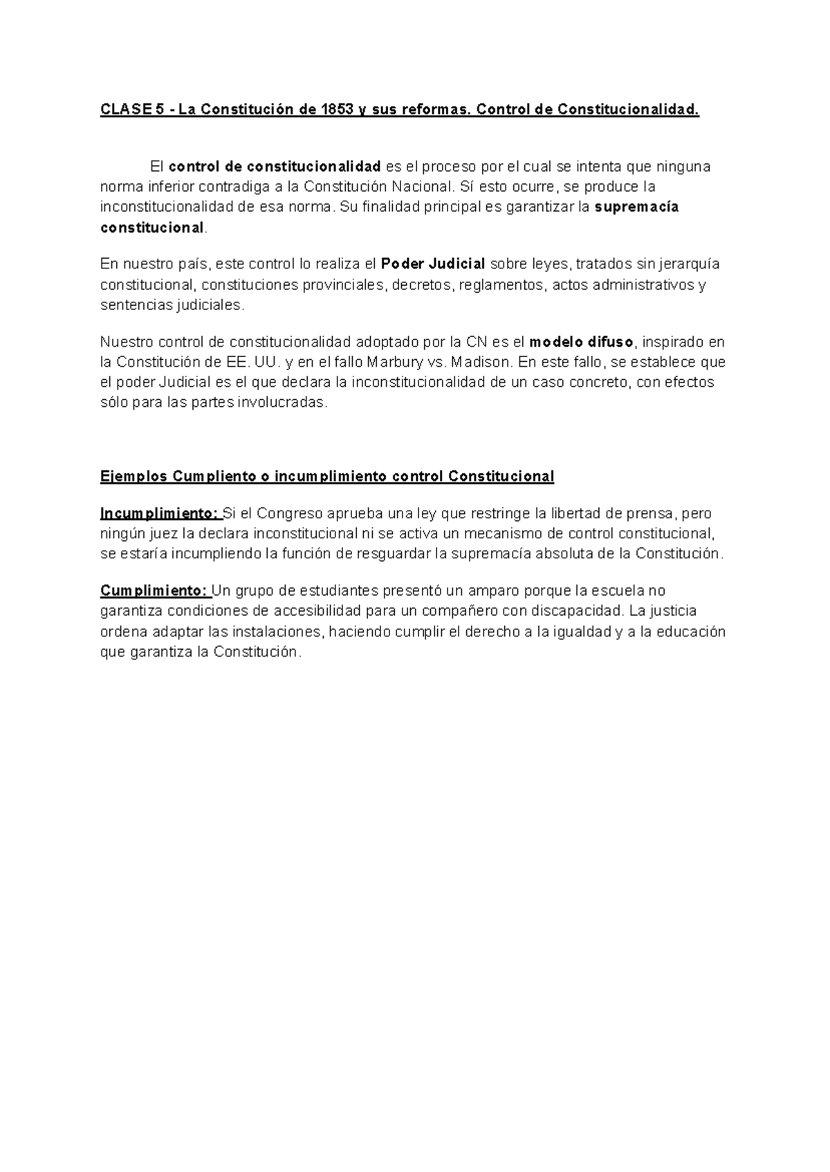 Clase 5 - Control de Constitucionalidad en la Constitución de 1853 ...