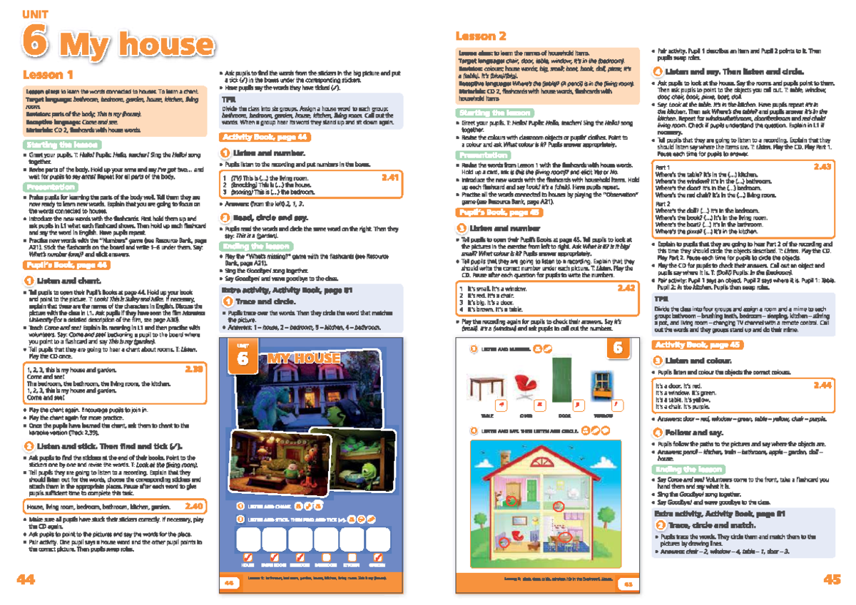 UNIT 6: My House - Lesson Plans and Activities for English Adventure ...