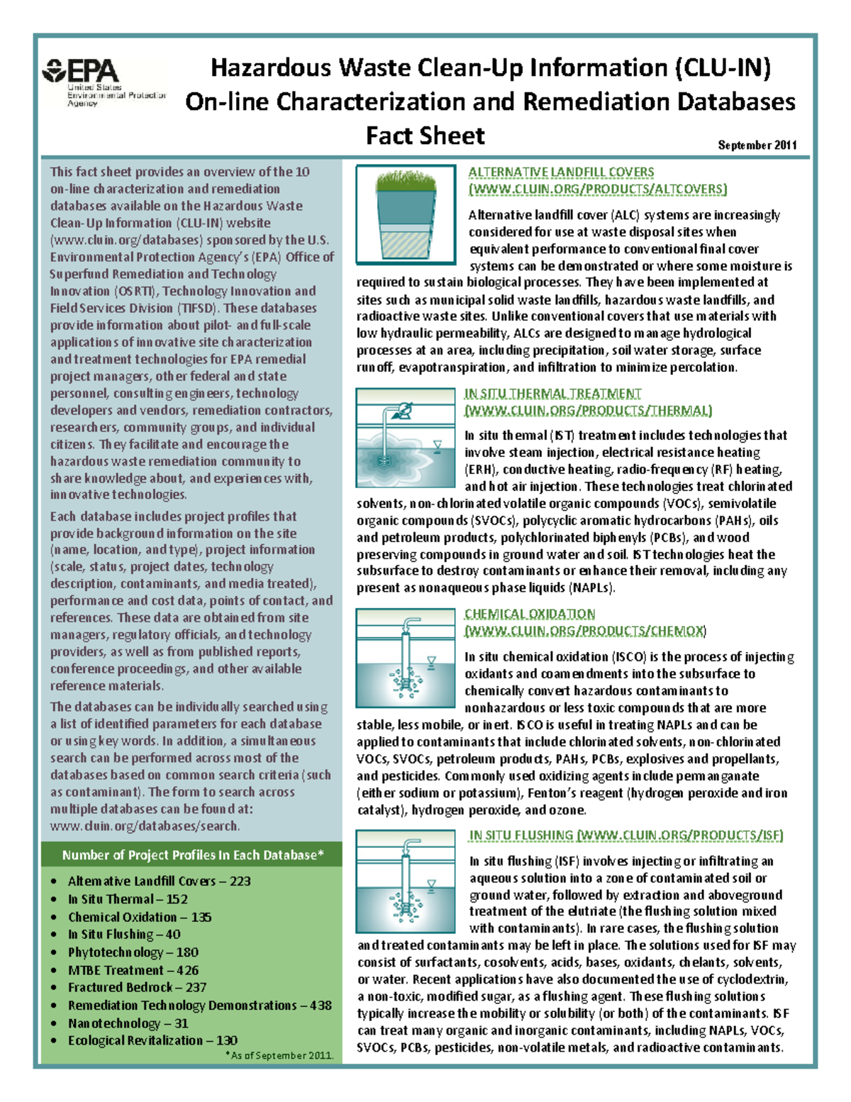 Hazardous Waste Remediation Databases Overview Fact Sheet (Sept 2011 ...