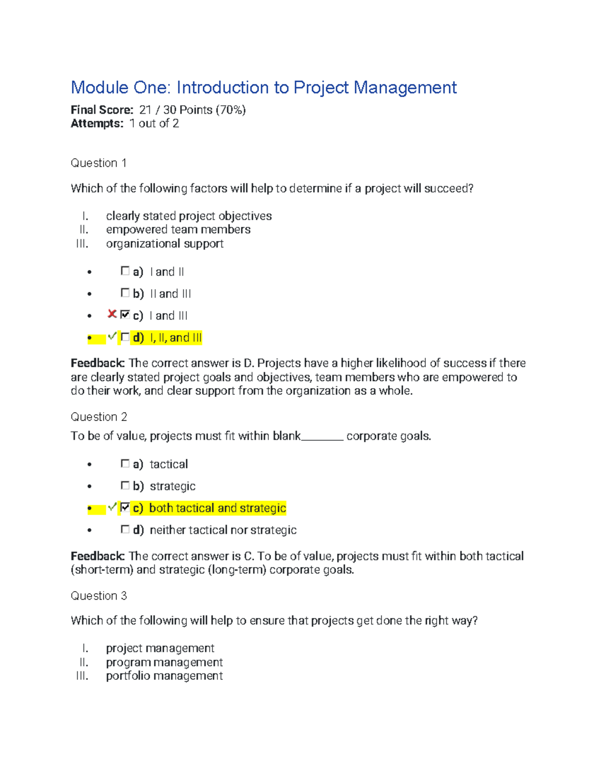 Module 1 - Intro to Project Mgmt: Key Concepts & Exam Review - Studocu