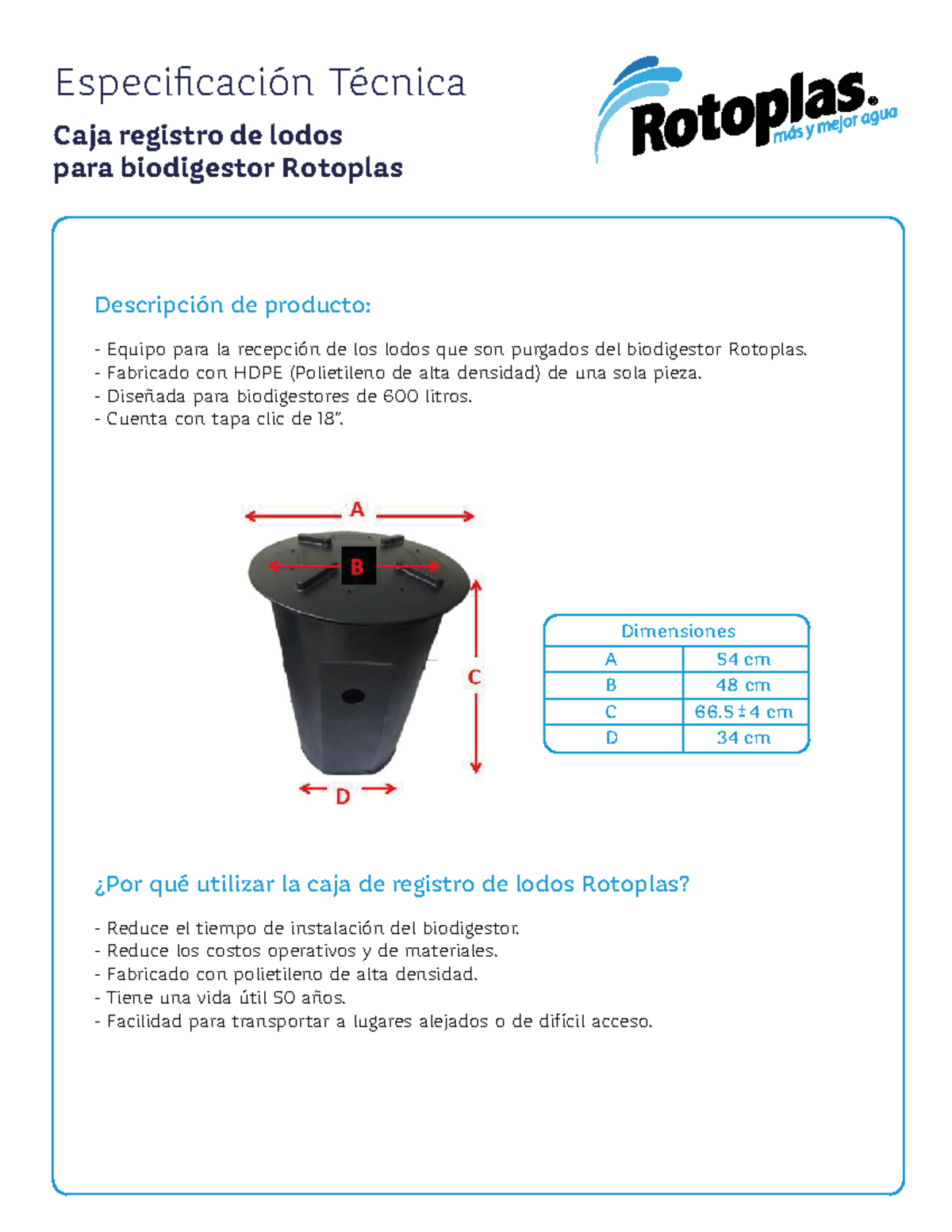 Especificación Técnica: Caja Registro de Lodos para Biodigestor ...