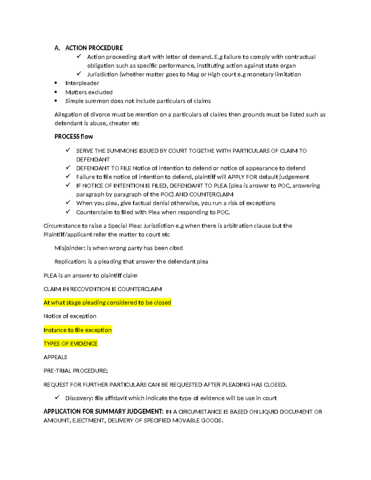 Action Procedure Notes: Key Steps & Guidelines for Legal Proceedings ...