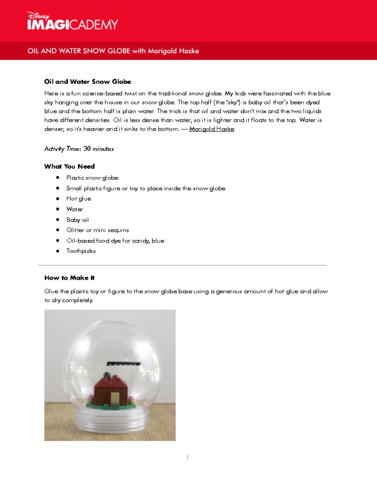 Oil and Water Snow Globe - Science Assignment Guide - Studocu