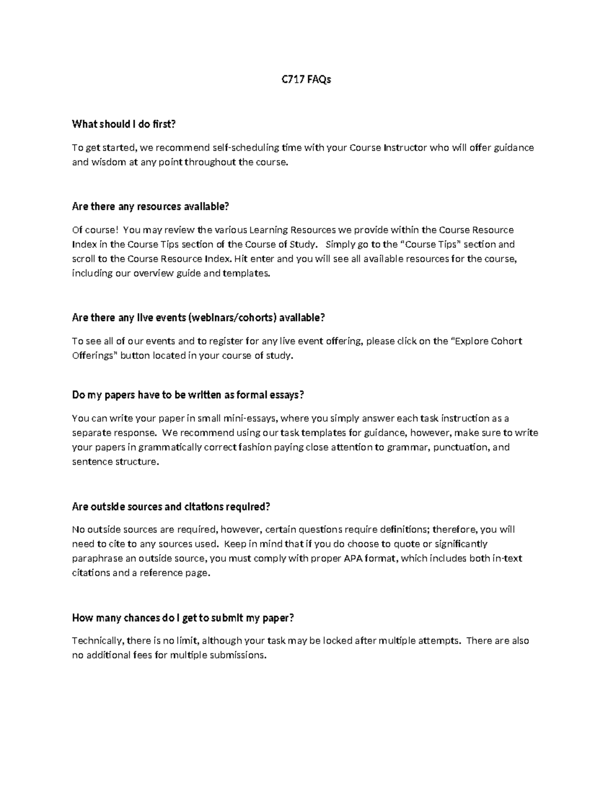C717 FAQ Guide (FZP1) - Task 2 Insights and Resources - Studocu