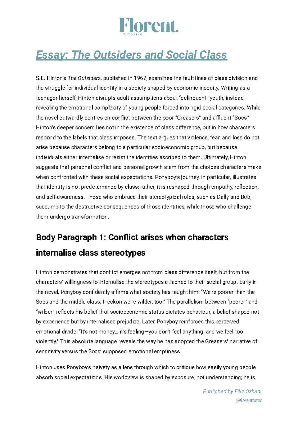 Essay Notes: The Outsiders and Social Class Analysis (ENG 101) - Studocu