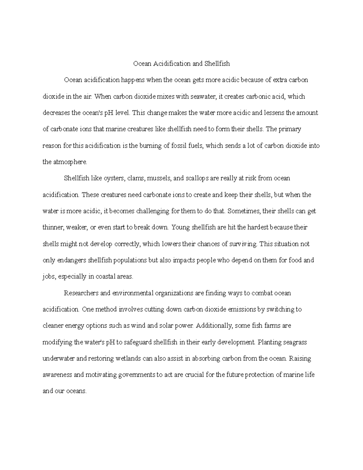 Ocean Acidification Impact on Shellfish: Causes and Solutions - Studocu