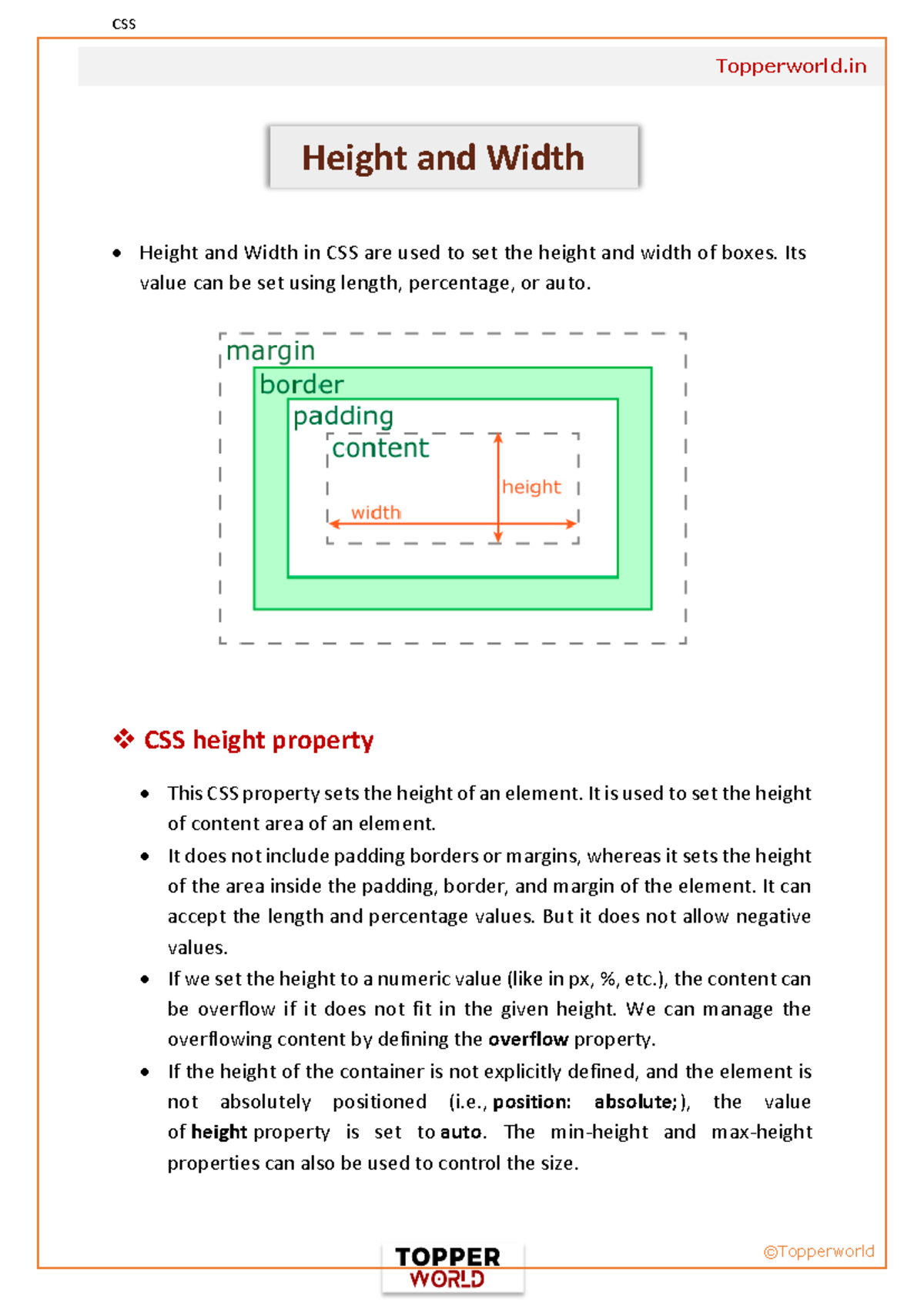 CSS Height and Width Overview - CSS Guide - Studocu