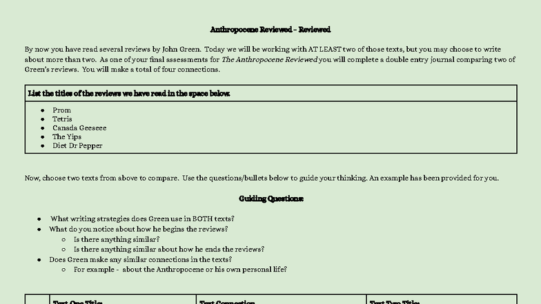 AR Double Entry Journal: Comparing Reviews in The Anthropocene Reviewed ...