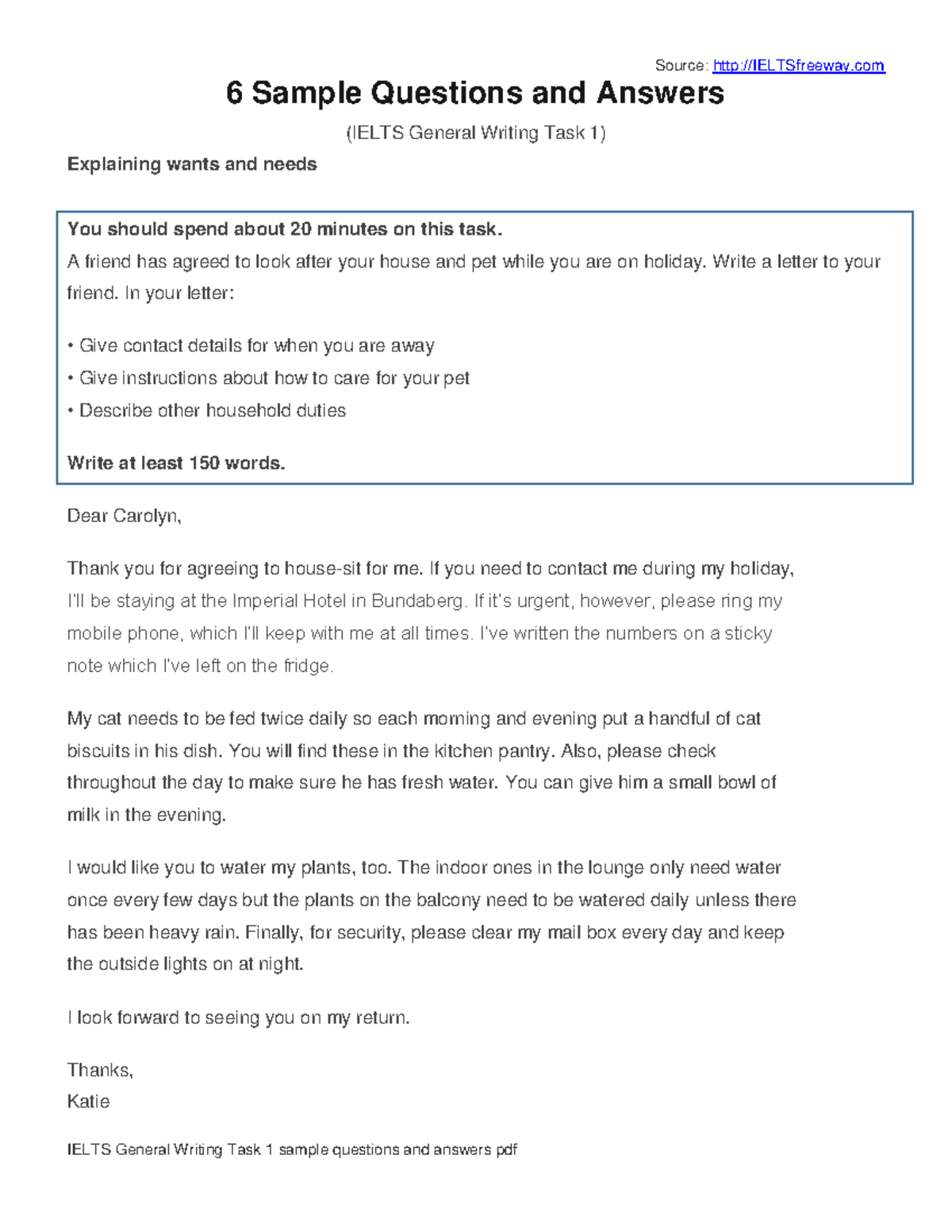 Ielts General Writing Task 1 Letter Writing Samples - 6 Sample ...