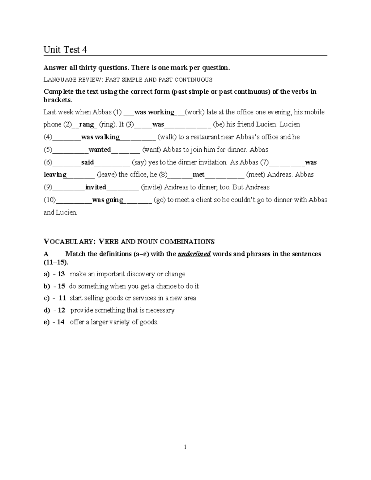 Unit 4 Homework: Language Review & Vocabulary Exercises - Studocu