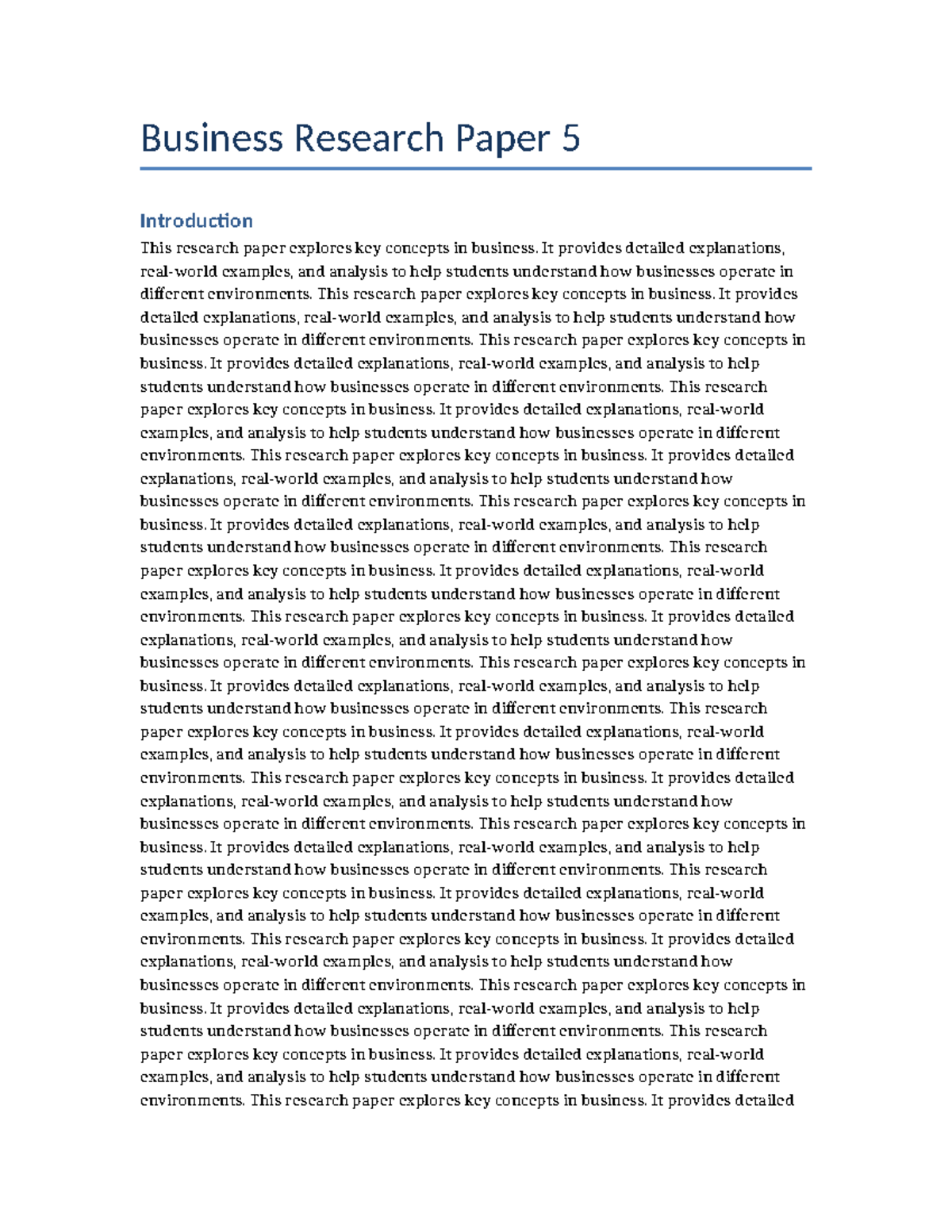 Business Research Paper 5: Key Concepts in Business Operations - Studocu