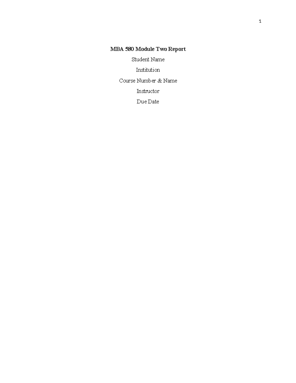 MBA 580 Module 2 Report - Financial Comparison of Innovation Options ...