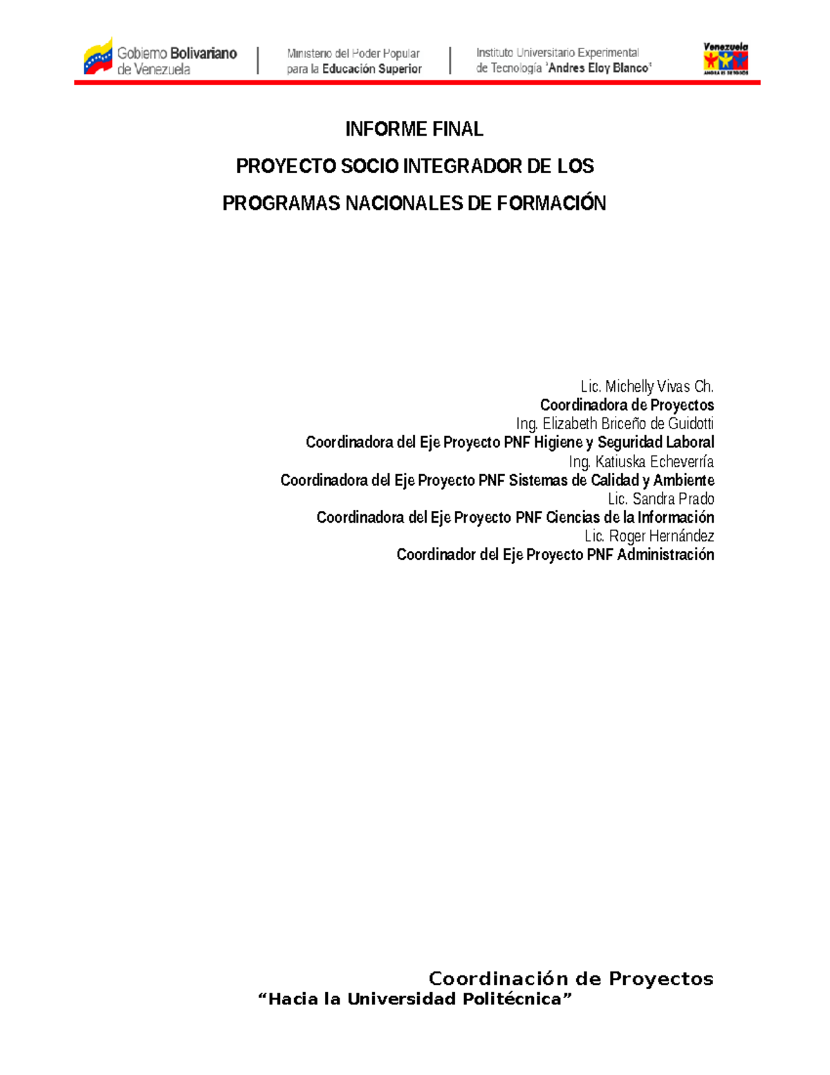 Manual Informe Final DE Proyectos - INFORME FINAL PROYECTO SOCIO ...
