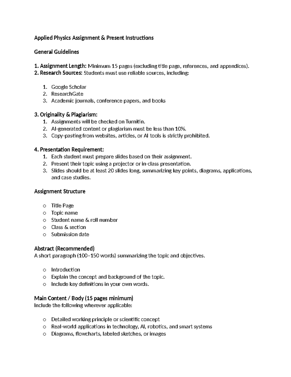 Applied Physics Assignment Guidelines (AP101) - Studocu