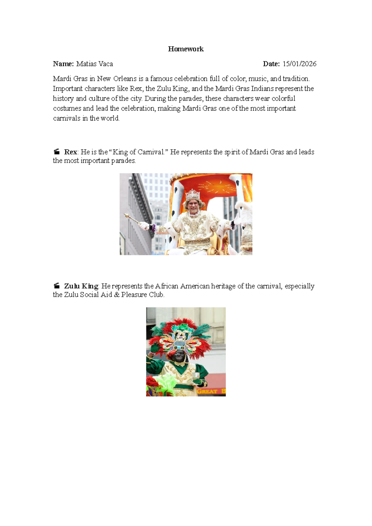 Homework: Mardi Gras Celebration Overview by Matias Vaca - Studocu